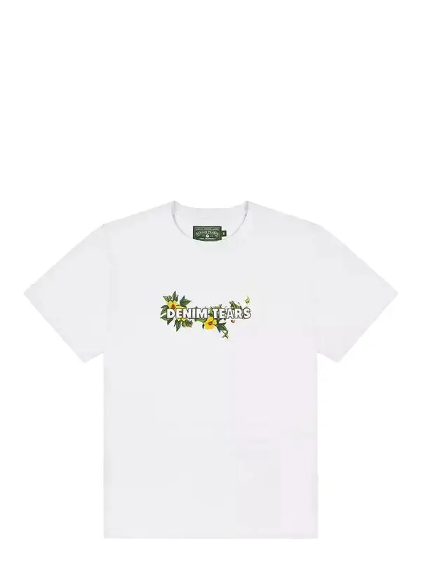 DENIM TEARS Embroidered Floral-logo T-shirt - White