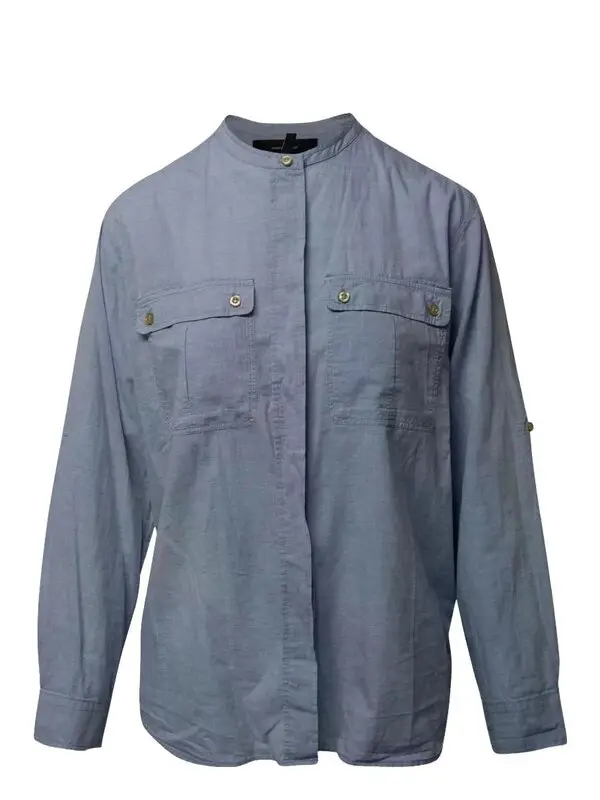 ISABEL MARANT VINTAGE Cotton Band Collar Shirt - Blue