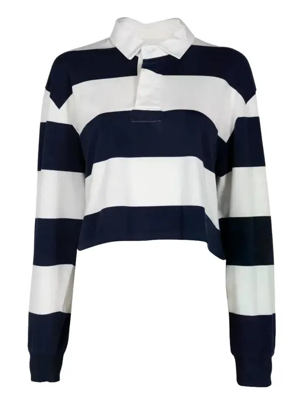 Denimist Long-sleeve Striped Polo Top - Blue