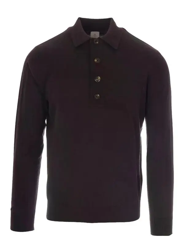 Eleventy Long-sleeve Polo Shirt - Red
