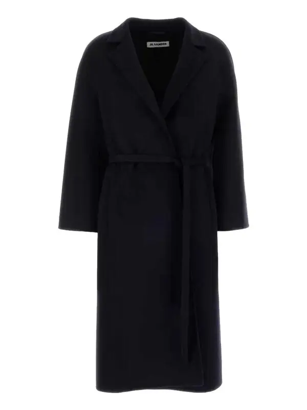 JIL SANDER Belted Wool Coat - Blue
