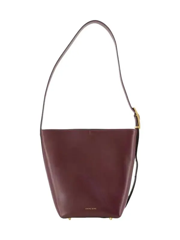 ANINE BING Elly Grained Leather Shoulder Bag - Red