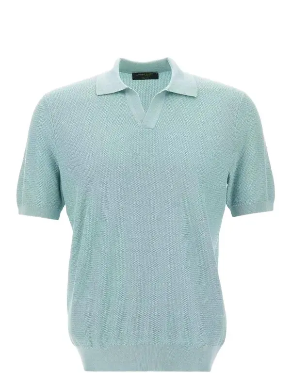 GRAN SASSO Tennis Skipper Tricot Polo Shirt - Blue