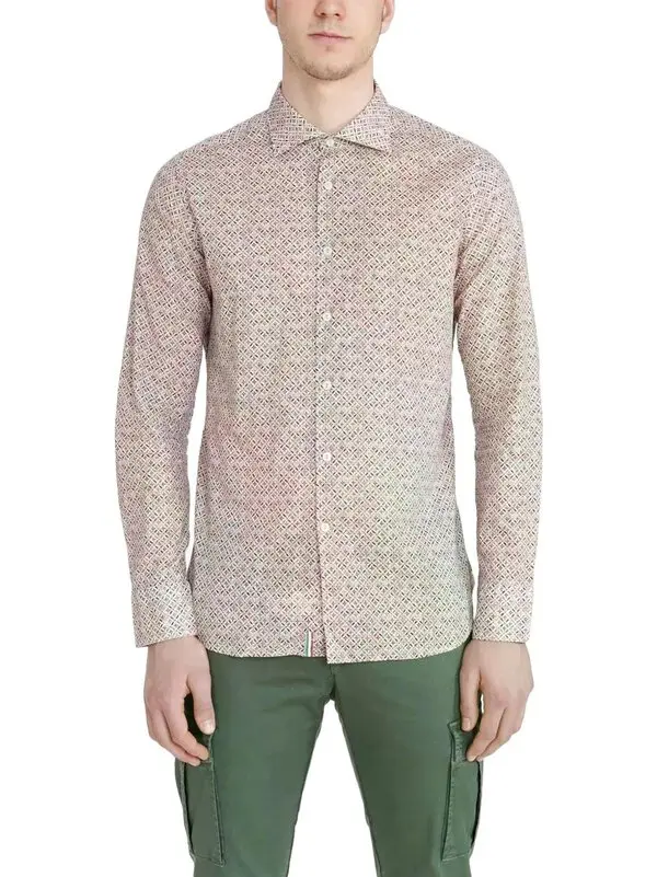 TINTORIA MATTEI 954 Geometric-print Shirt - Neutrals