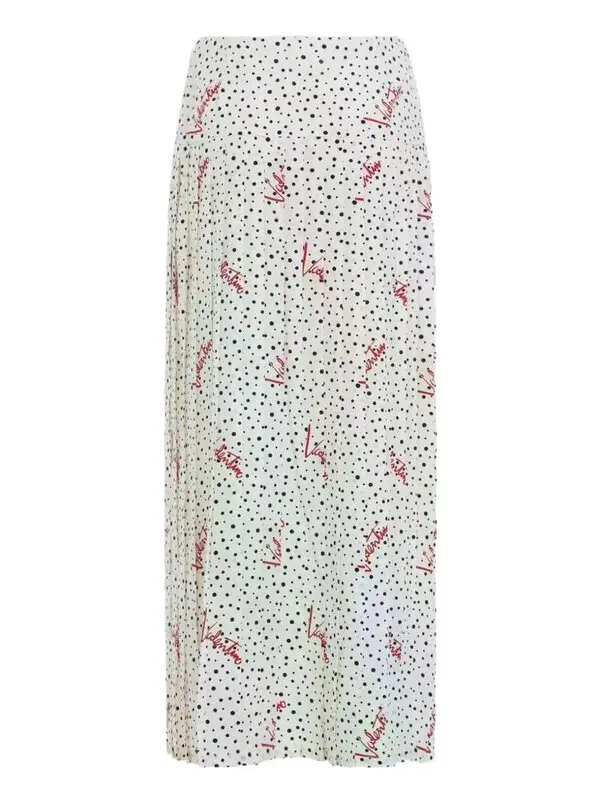 Valentino Garavani Polka-dot Logo Print Maxi Skirt - Neutrals