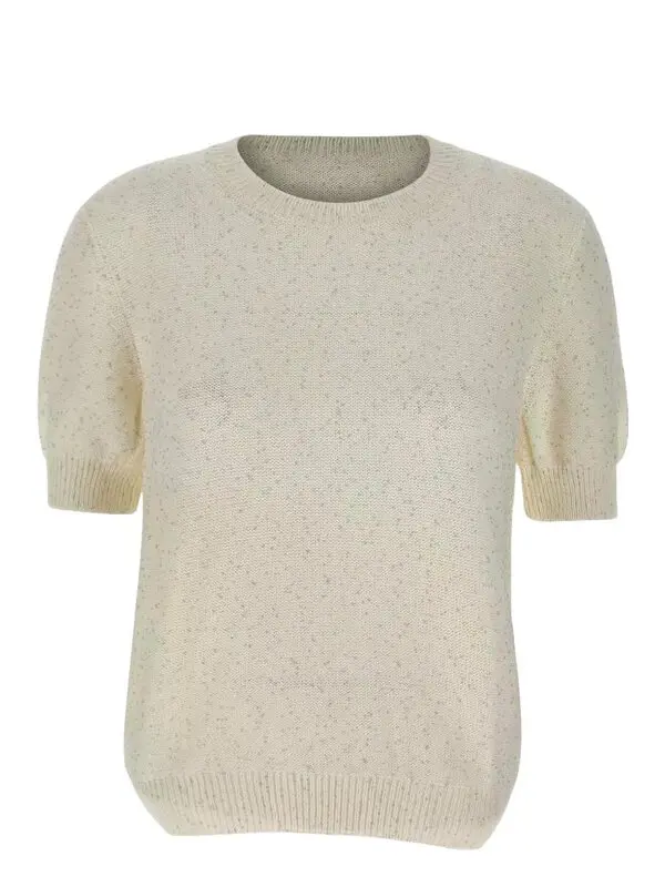 GRAN SASSO Sequin-embellished Short-sleeve Sweater - Neutrals
