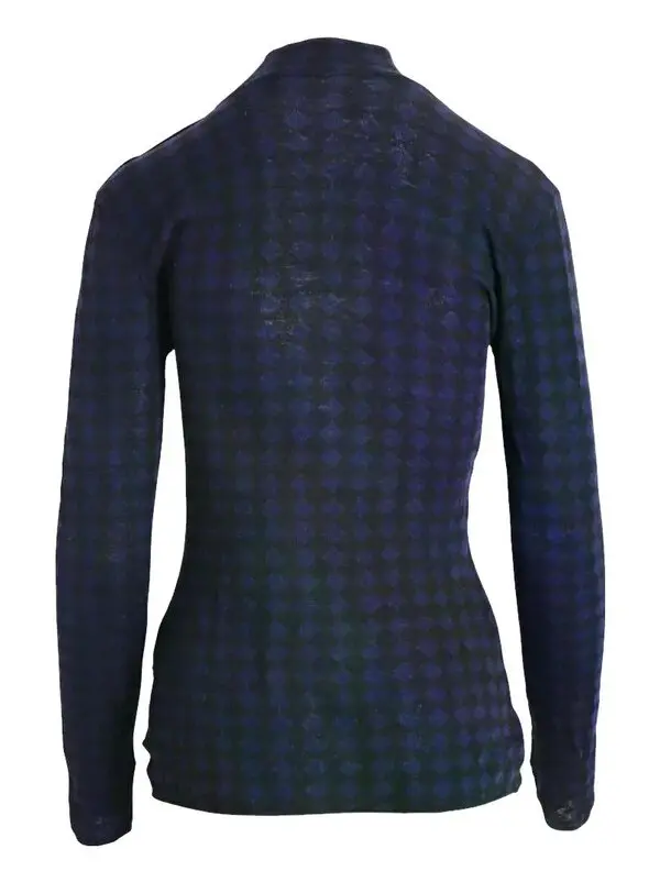 Balmain Studded Shoulder Diamond Print Top - Blue