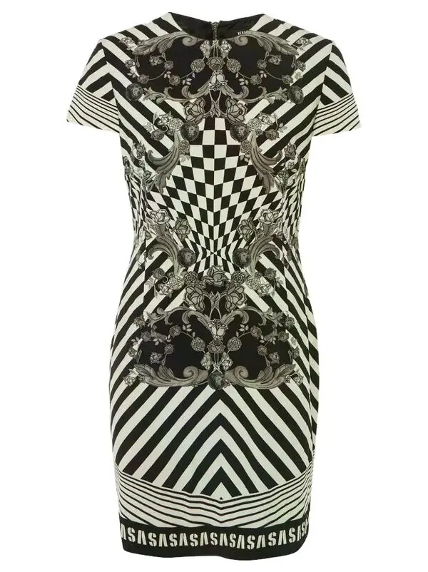 VERSUS Printed Crepe Mini Dress - Black