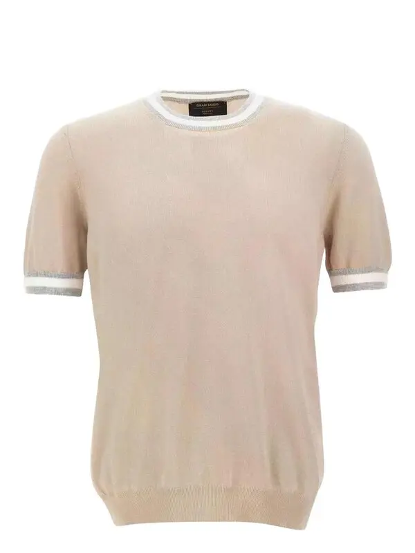 GRAN SASSO Short-sleeved Ribbed-trim Top - Neutrals