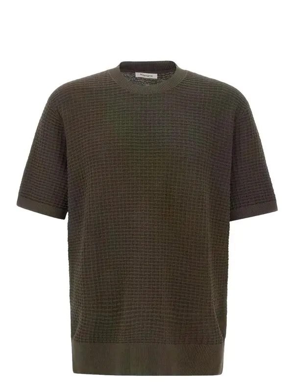 KANGRA Honeycomb-stitch Short-sleeved Top - Brown