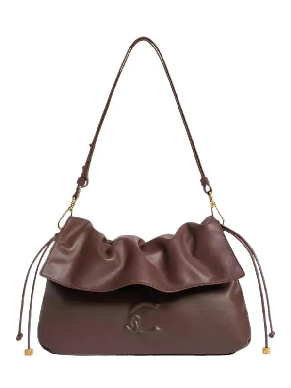 COCCINELLE Lidia Logo-embossed Ruched-flap Shoulder Bag - Brown