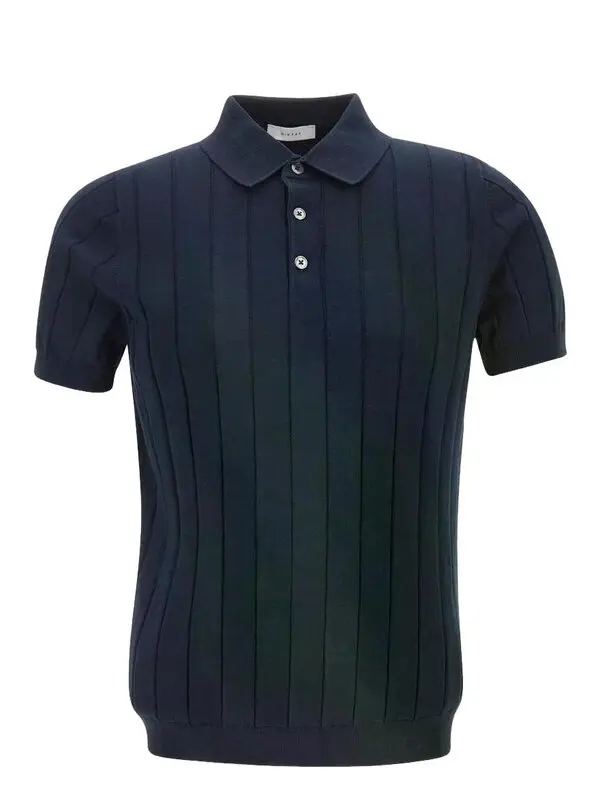 DIKTAT Ribbed-knit Polo Shirt - Blue