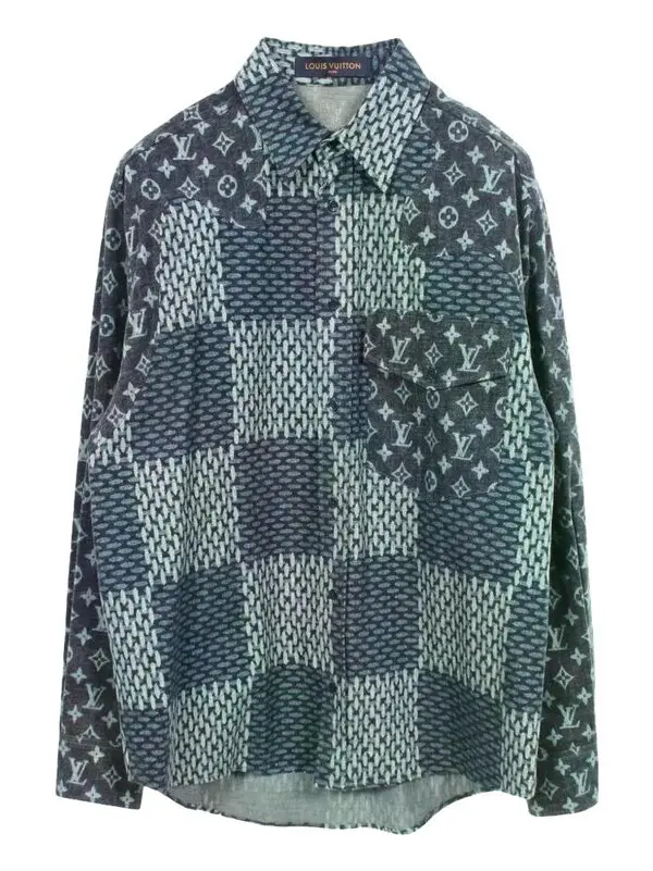 LOUIS VUITTON X Nigo 2010s Giant Damier Monogram Shirt - Blue