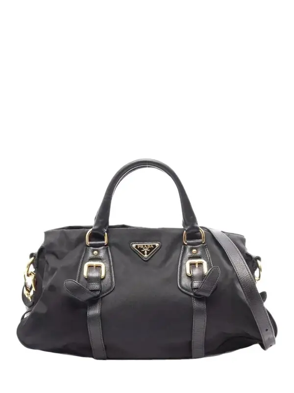 Prada Tessuto Buckle Tote Bag - Black