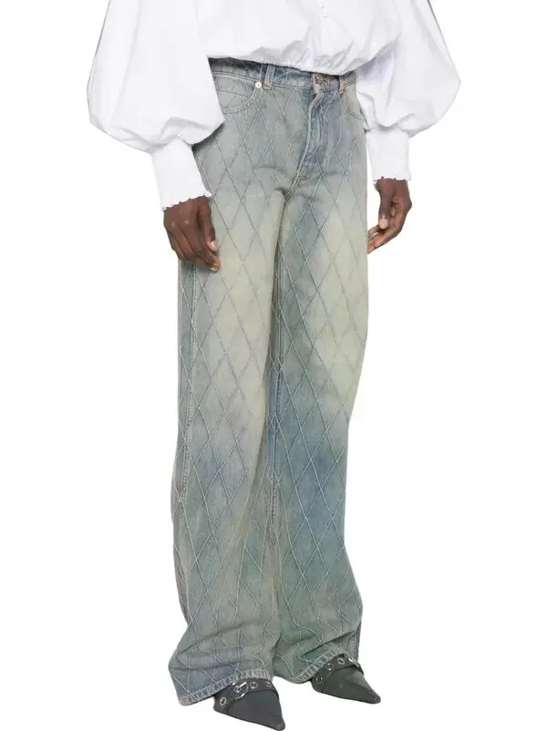 Balmain Buttoned Straight-leg Jeans - Blue