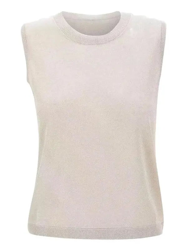 GRAN SASSO Ribbed-knit Lurex Sleeveless Top - Neutrals
