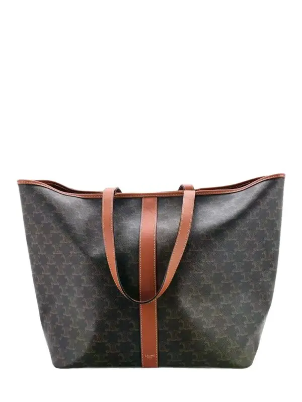Celine Cabas Zip Triomphe Coated Canvas Medium Tote Bag - Brown