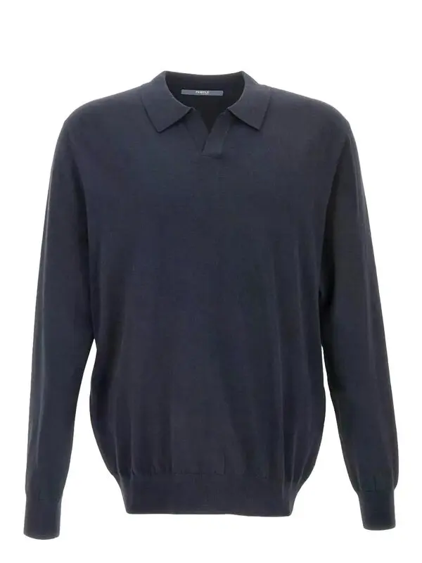 PEOPLE OF SHIBUYA Kirin Open-collar Knit - Blue
