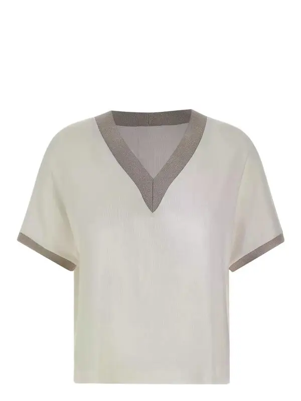 GRAN SASSO Micro-ribbed V-neck Sweater - Neutrals