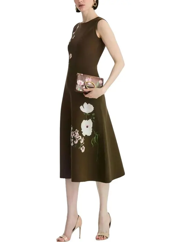 Oscar De La Renta Floral Print Clutch Bag - Brown