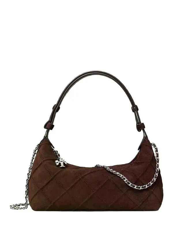 Tory Burch Fleming Quilted Suede Crossbody Bag - Brown