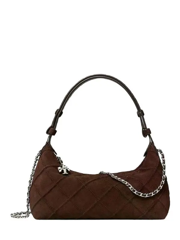 Tory Burch Fleming Quilted Suede Crossbody Bag - Brown