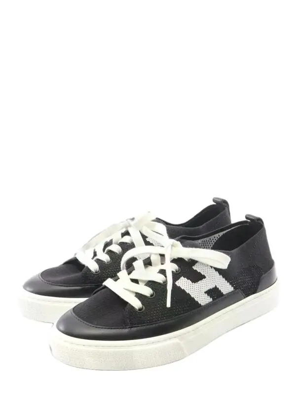 Hermès Knit Sneakers With Signature H Logo - Black