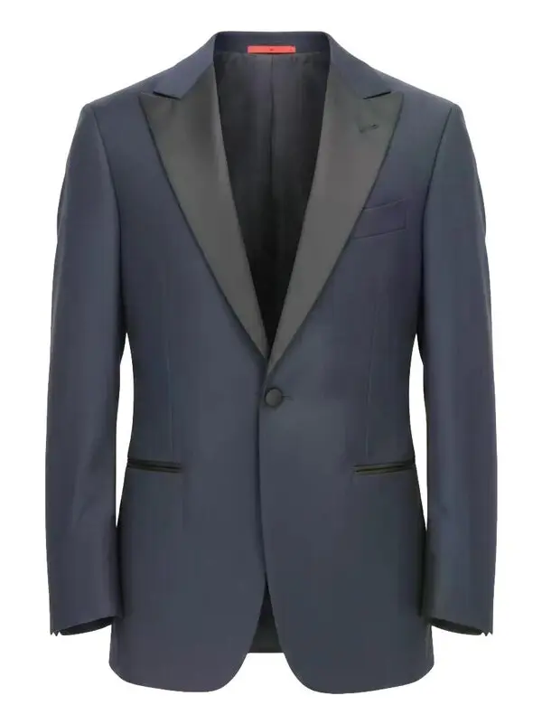 Isaia Peak-lapel Single-breasted Jacket - Blue