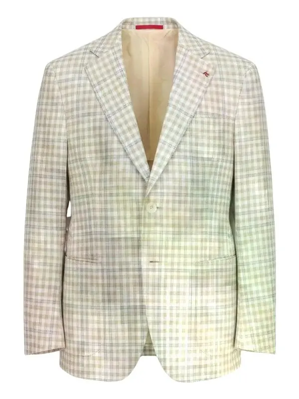Isaia Check-pattern Notched-lapel Blazer - Neutrals