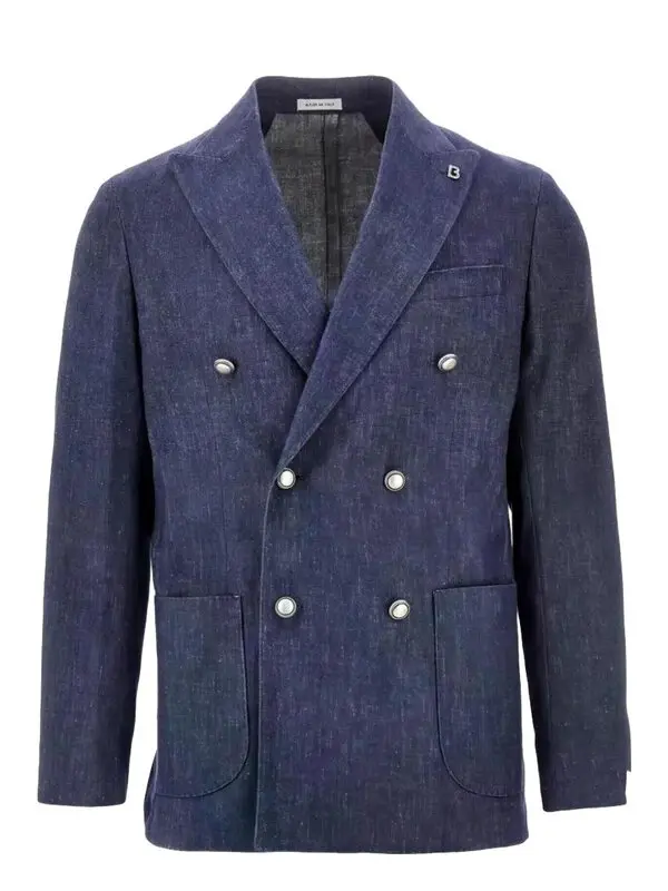 BRERAS MILANO Double-breasted Peak-lapel Blazer - Blue