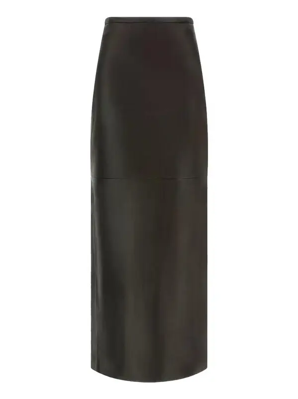 Co High-waisted Panelled Leather Midi Skirt - Black