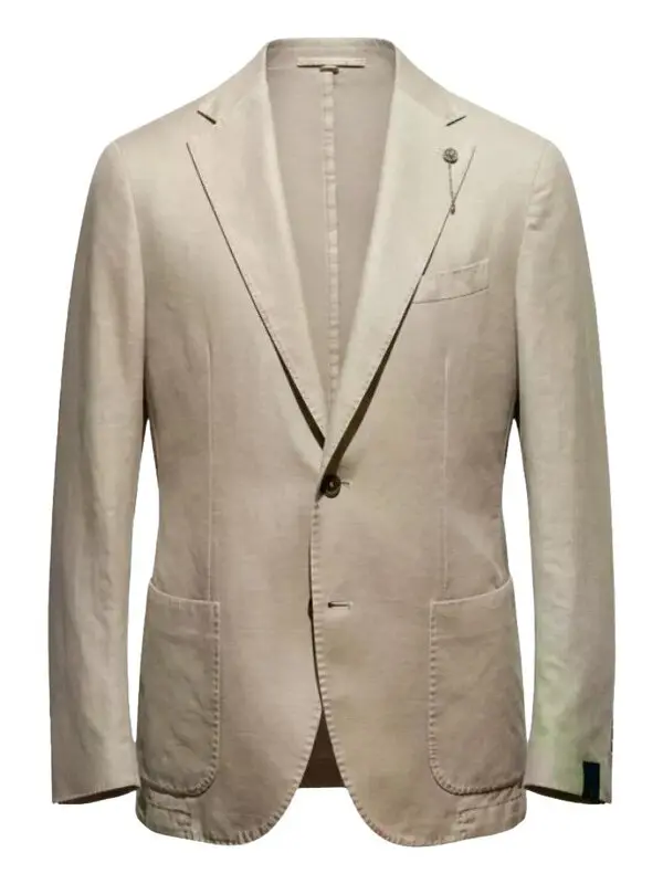SANTANIELLO Single-breasted Notched-lapels Jacket - Neutrals