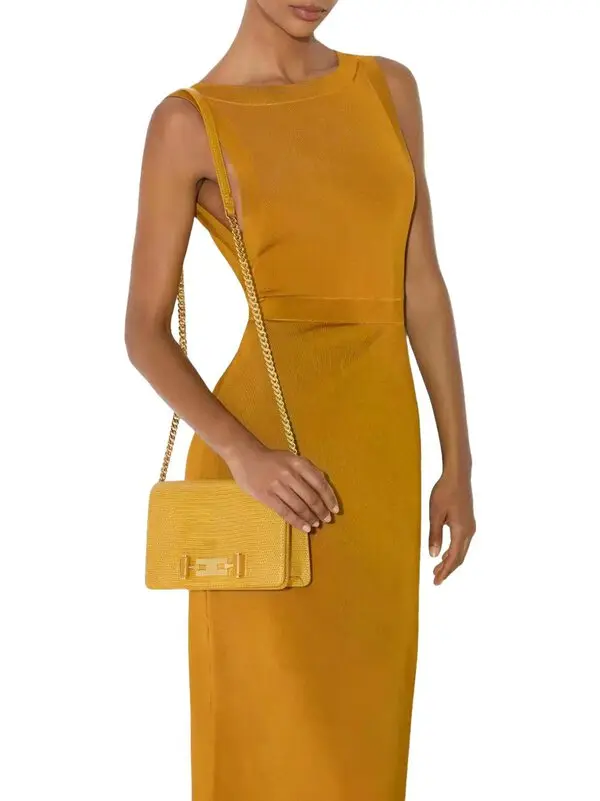 Elisabetta Franchi Shoulder Bag With Groumette Chain - Yellow