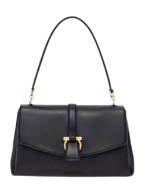 FERRAGAMO Small Mia Leather Shoulder Bag - Black