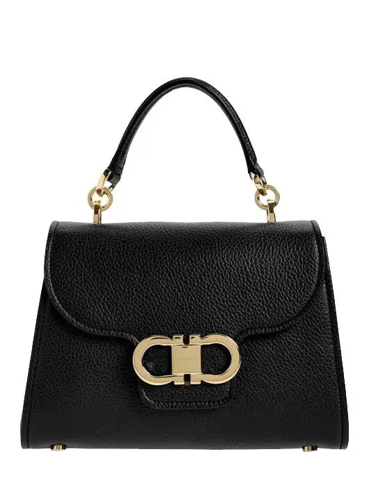 FERRAGAMO Double Gancio Top Handle Bag - Nero