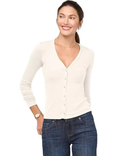 DUER Ribbed Pima Fitted Button-down Long Sleeve Top - Ecru