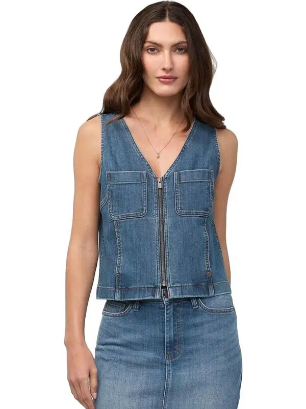 DUER Performance Denim Zip Front Vest - Blue-ash