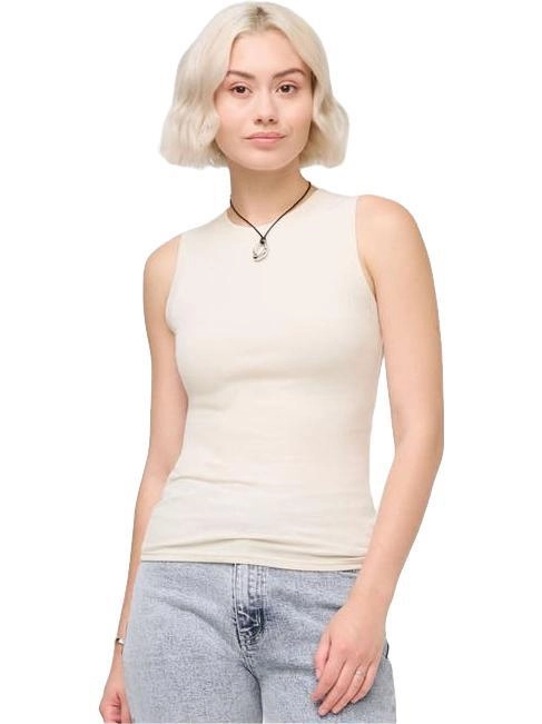 DUER Ribbed Pima High Neck Tank - Ecru