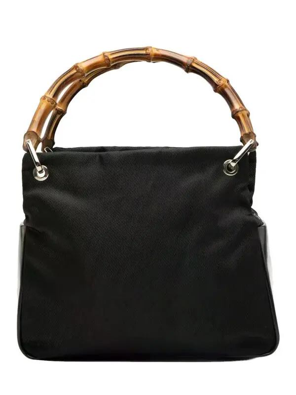 Gucci Nylon Bamboo Handbag - Black