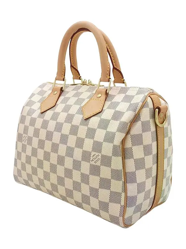 LOUIS VUITTON Damier Azur Speedy Bandouliere 25 Satchel - White