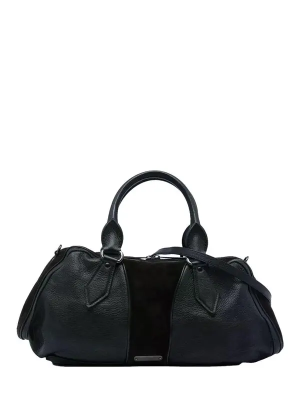 Burberry Grained Calfskin And Suede Satchel - Black
