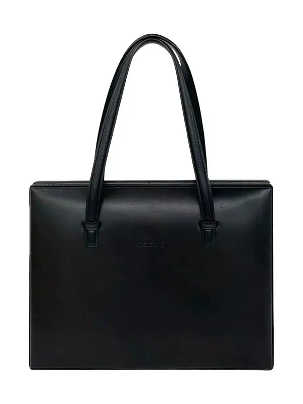 Loewe Leather Logo Tote Bag - Black