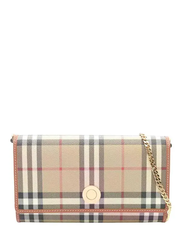 Burberry House Check Coated Canvas Wallet On Chain Crossbody Bag - Neutrals