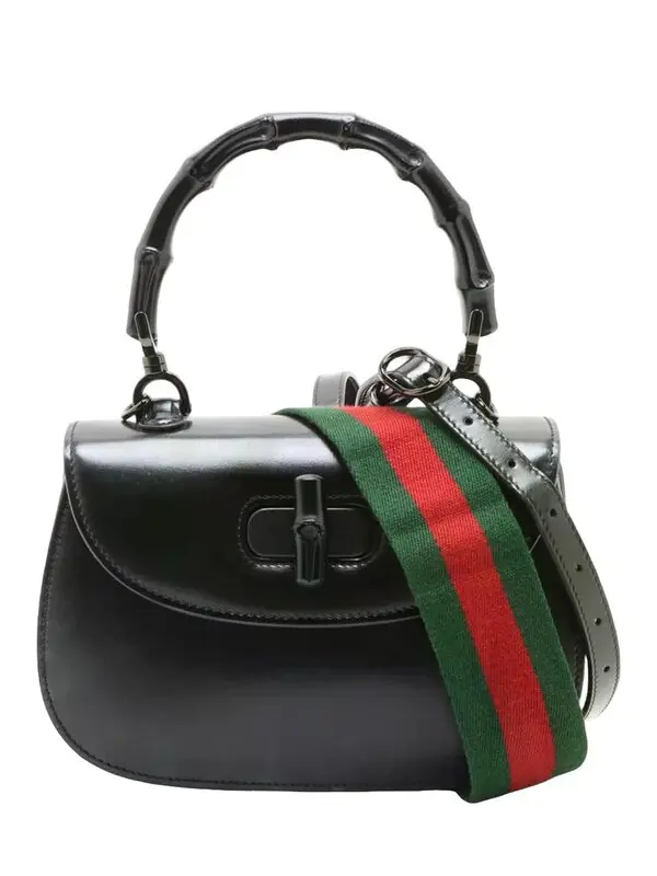 Gucci 1947 Bamboo Top Handle Bag Satchel - Black