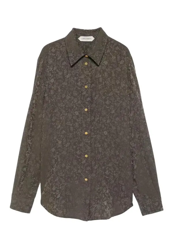 Alberta Ferretti Floral Jacquard Pussy-bow Shirt - Grey