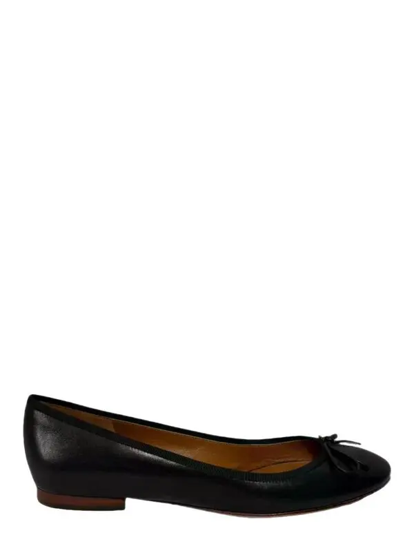 Celine Leather Bow Detail Ballet Flats - Black