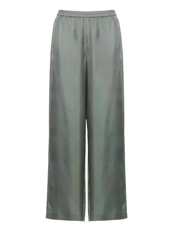 Marella Monochrome Silk Wide Leg Trousers - Green