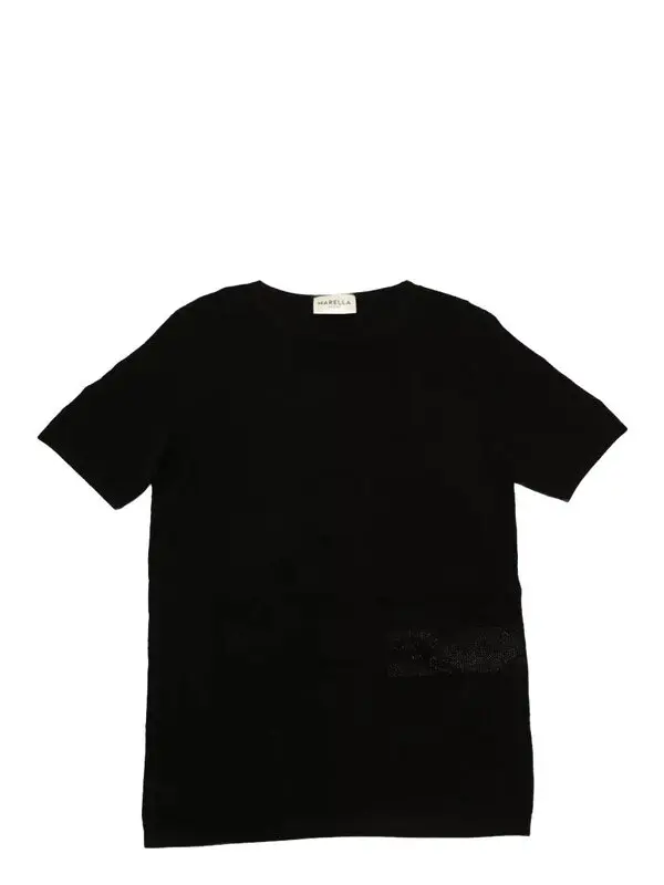 Marella Short-sleeve T-shirt With Floral Embroidery - Black
