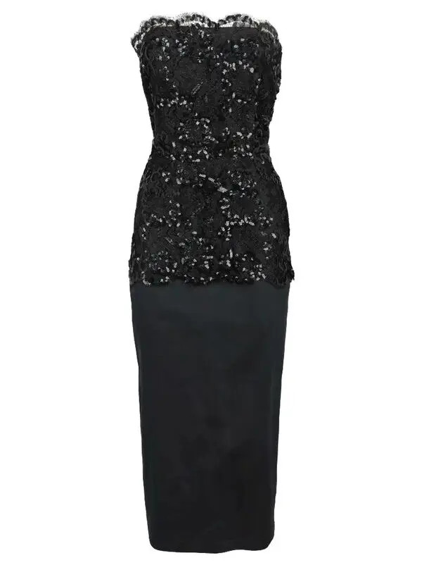 GENNY Sequinned Midi Dress - Black