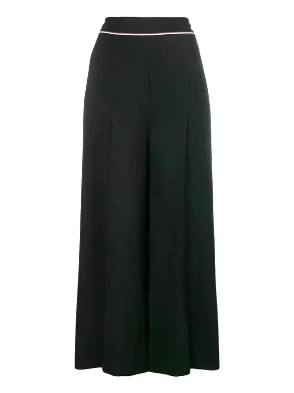 Stella McCartney High Rise Piped Wide Leg Trousers - Black